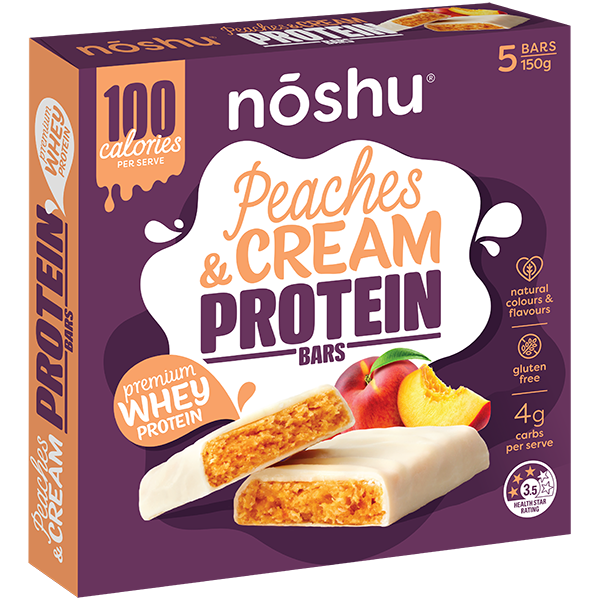 Noshu | Product - Peaches & Cream Protein Bars