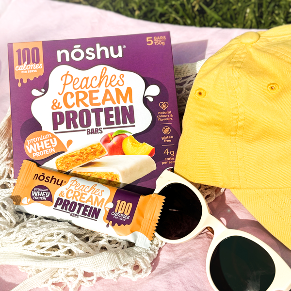 Noshu | Product - Peaches & Cream Protein Bars