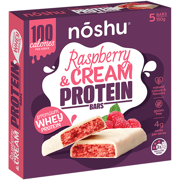 Noshu | Product - Raspberry & Cream Protein Bars
