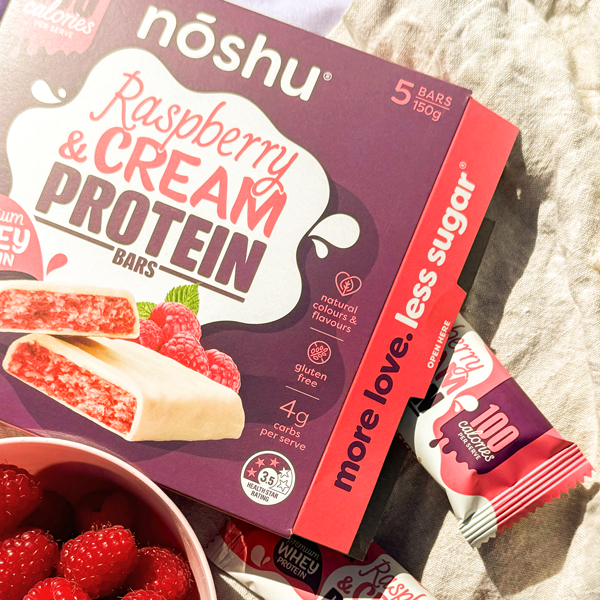 Noshu | Product - Raspberry & Cream Protein Bars