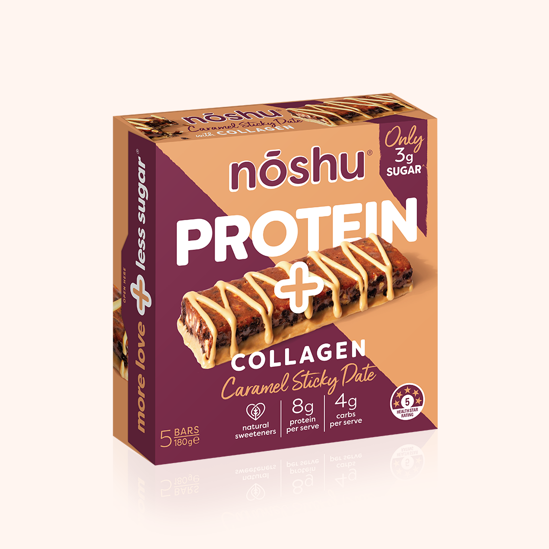 Noshu | Product - Protein+ Caramel Sticky Date Collagen Bars