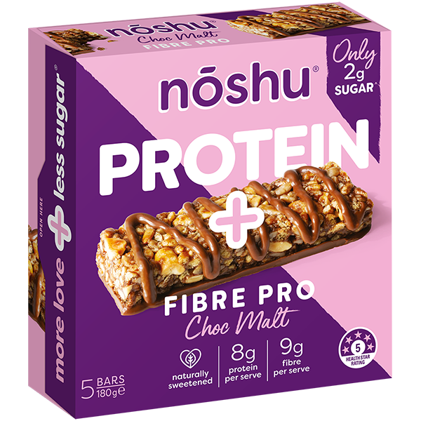 Noshu | Product - Protein+ Choc Malt Fibre Pro Bars